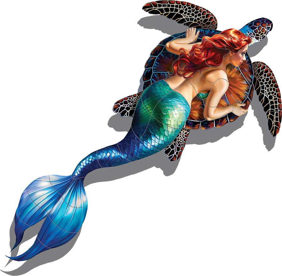 Mermaid with Brown Shadow Turtle Swimming Pool Mosaic | Mosaic Tiles ...
