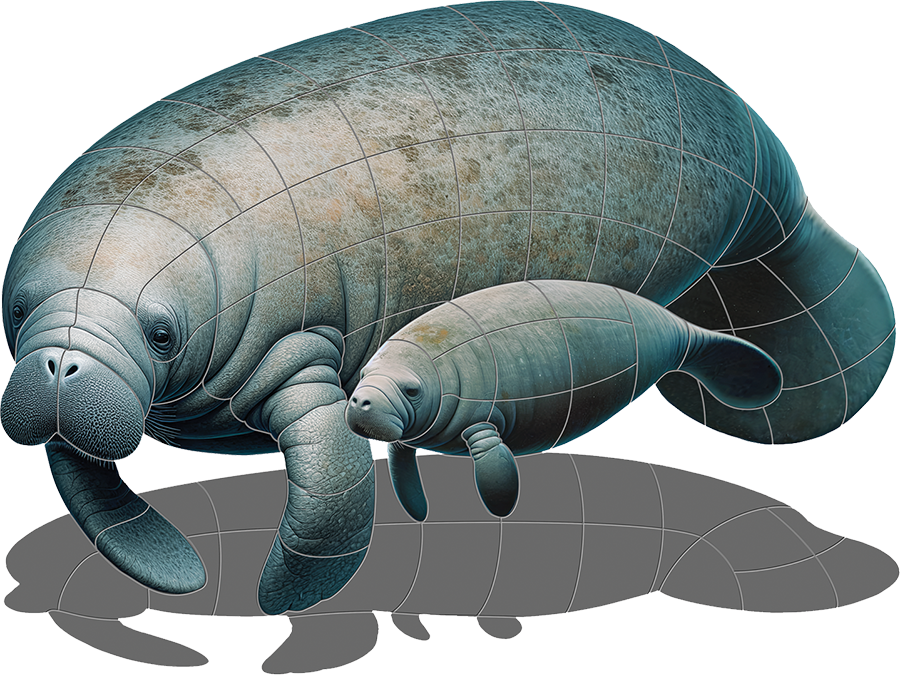 Manatee with Baby Swimming Pool Mosaic | Mosaic Tile – Ceramic Mosaic Art