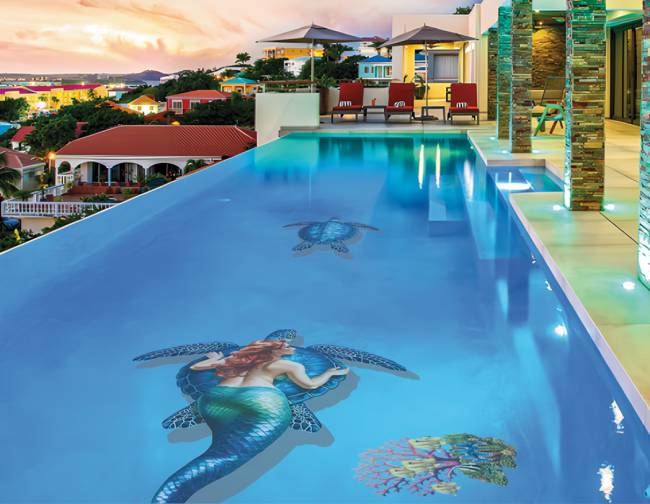 Mermaid with Blue Turtle Shadow Swimming Pool Mosaic | Mosaic Tiles ...