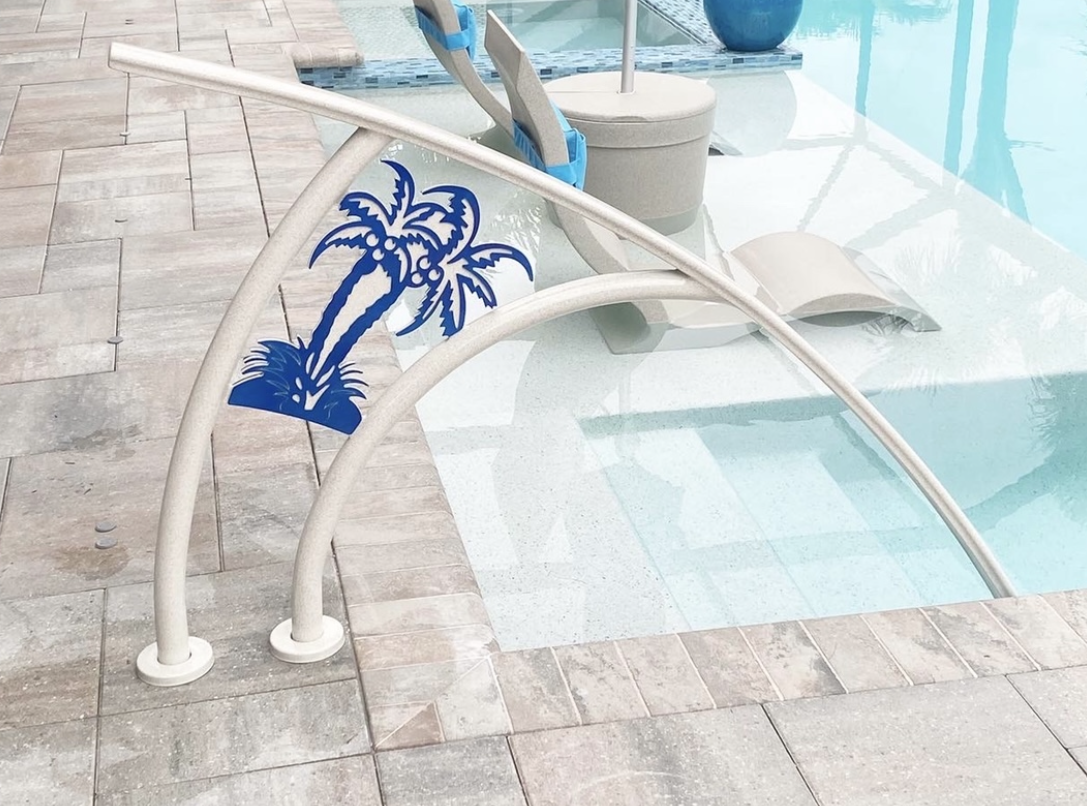 Designer Swimming Pool Handrails – Ceramic Mosaic Art