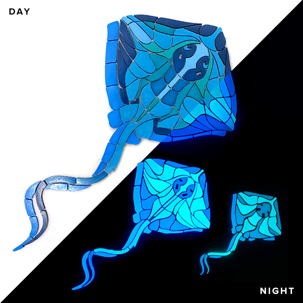 Stingray Large Shadow Glow in the Dark Swimming Pool Mosaic-26" x 47 ...