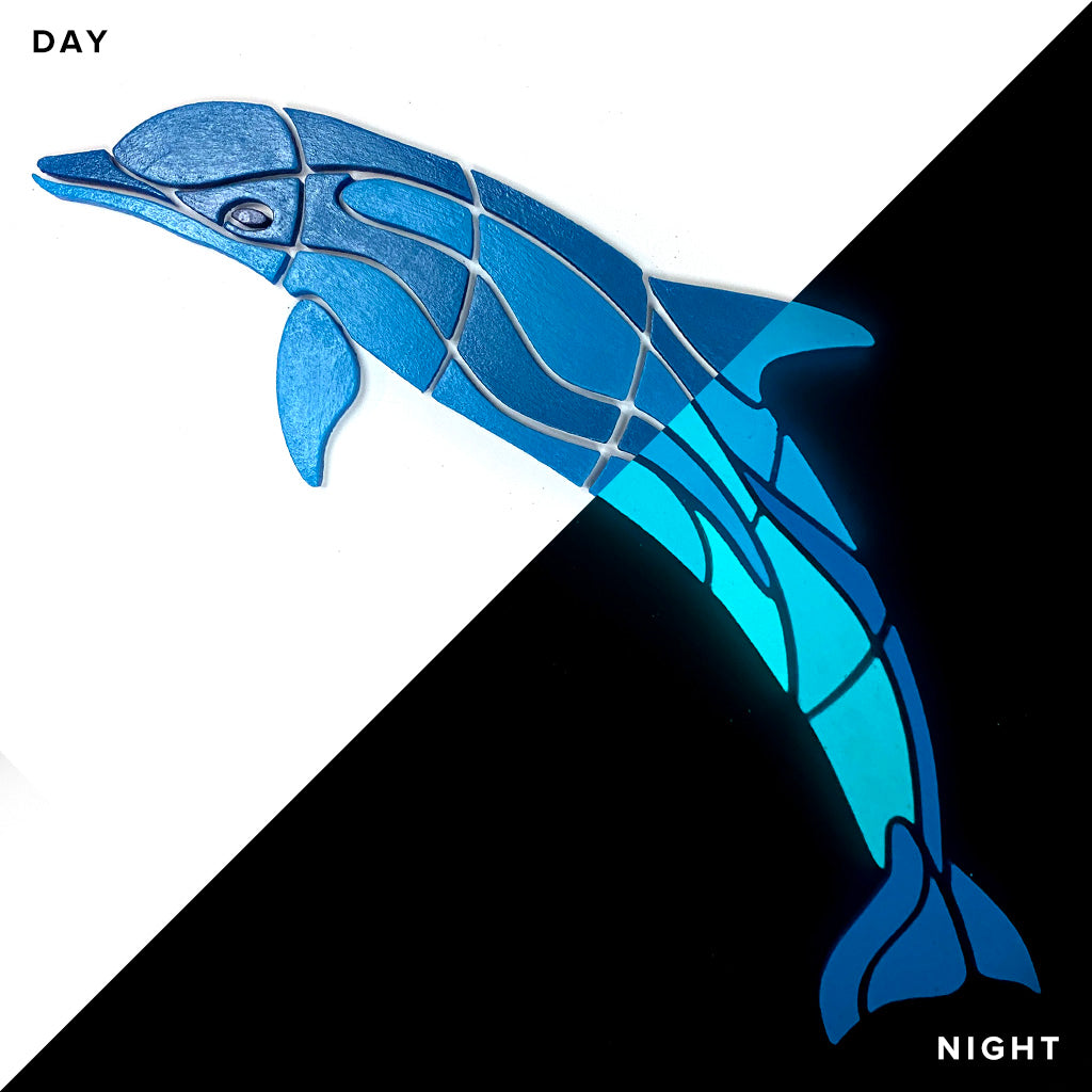 Jumping Dolphin Glow in the Dark Swimming Pool Mosaic – Ceramic Mosaic Art