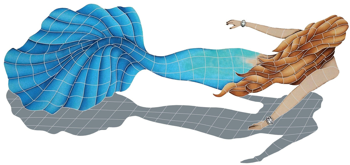 Swimming Mermaid Shadow Swimming Pool Mosaic | Beautiful Mosaic tiles ...